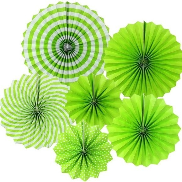 Hanging Green Paper Fans Decoration Set for Wedding Birthday Party St ...