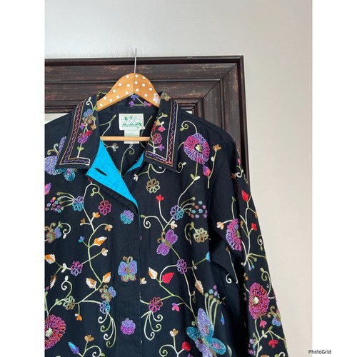 Vintage 90s Quacker Factory Women's Embroidered Beaded Jacket Large | eBay