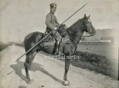 HUSSAR ON HORSEBACK WITH LANCE - ORIGINAL WW1 GERMAN RPPC PHOTO BUSBY ...