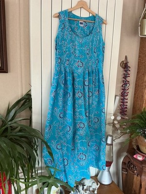 Ladies Penny Plain 100% Cotton Dress Size 10 Blue Floral Pattern, with ...