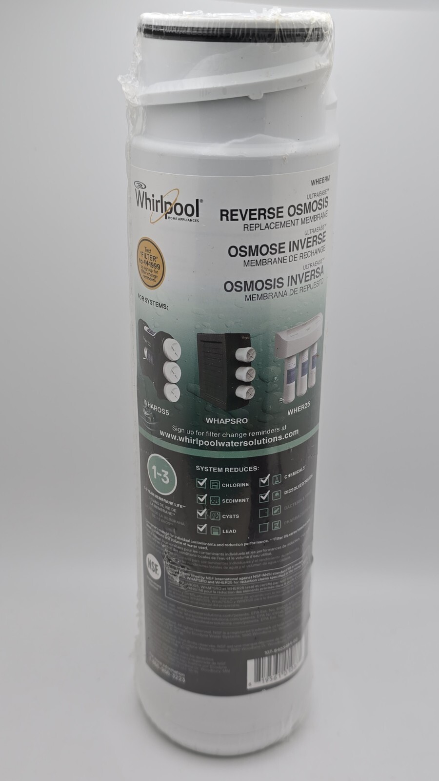 Whirlpool UltraEase Reverse Osmosis Membrane #WHEERM FITS WHER25 SYSTEM ...
