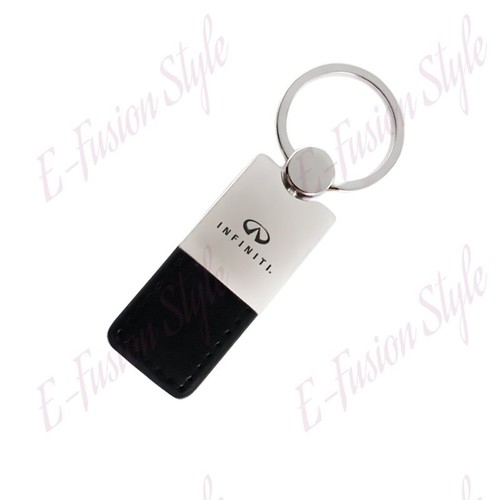 For INFINITI Logo Black Rectangular Authentic Leather Key Fob Keyring ...