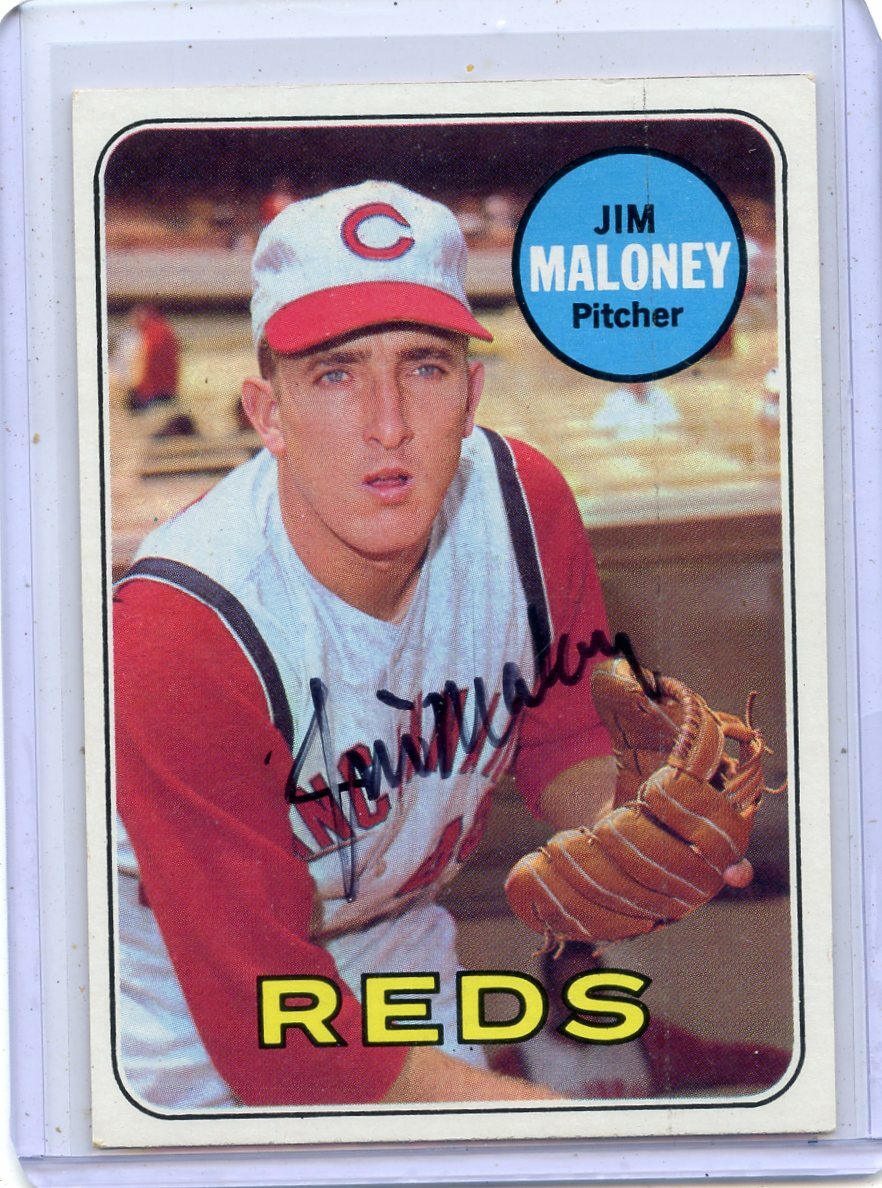 1969 TOPPS BASEBALL #425 JIM MALONEY, AUTOGRAPH, CINCINNATI REDS 032120 ...