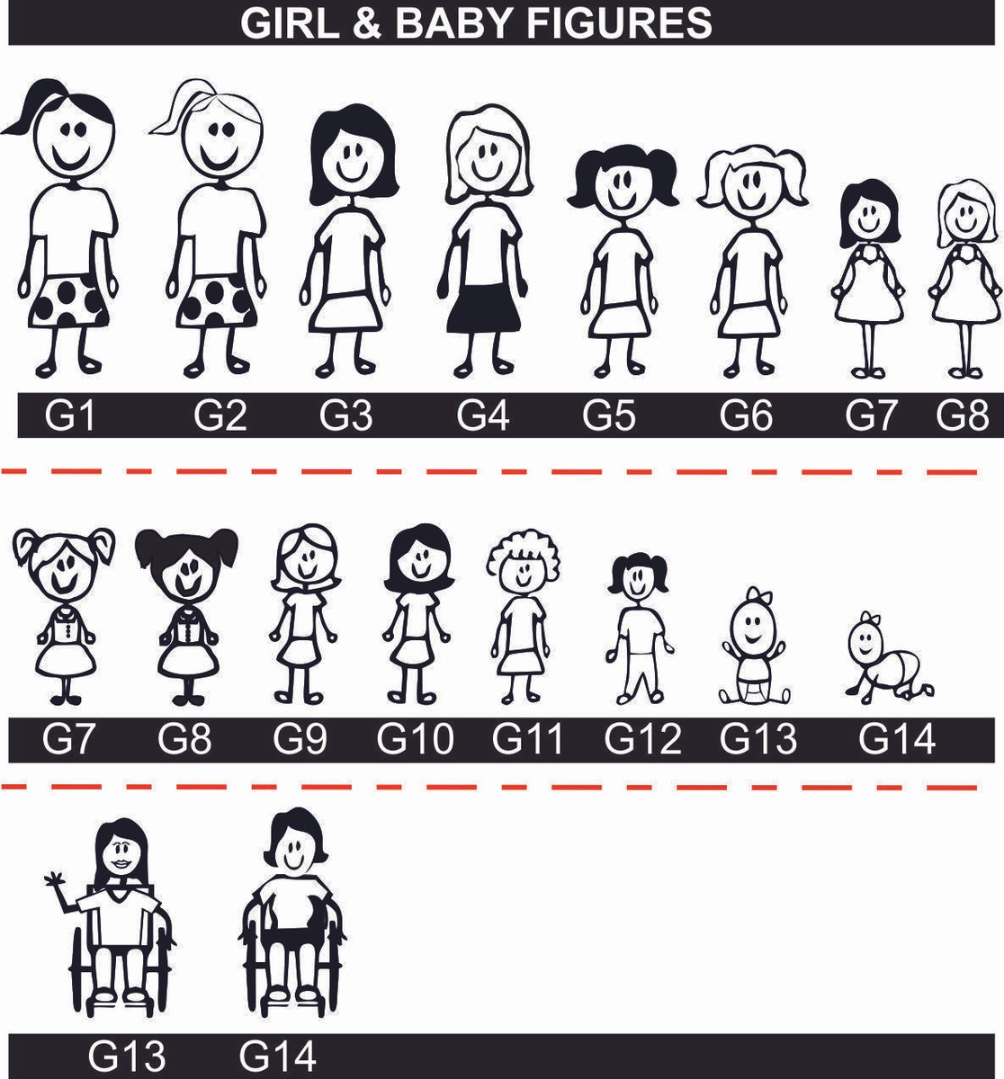 Stick Figure Family Of 7 People