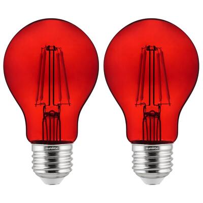 2PK A19 LED Transparent Red Light Bulbs, 4.5W, E26 Medium Base | eBay