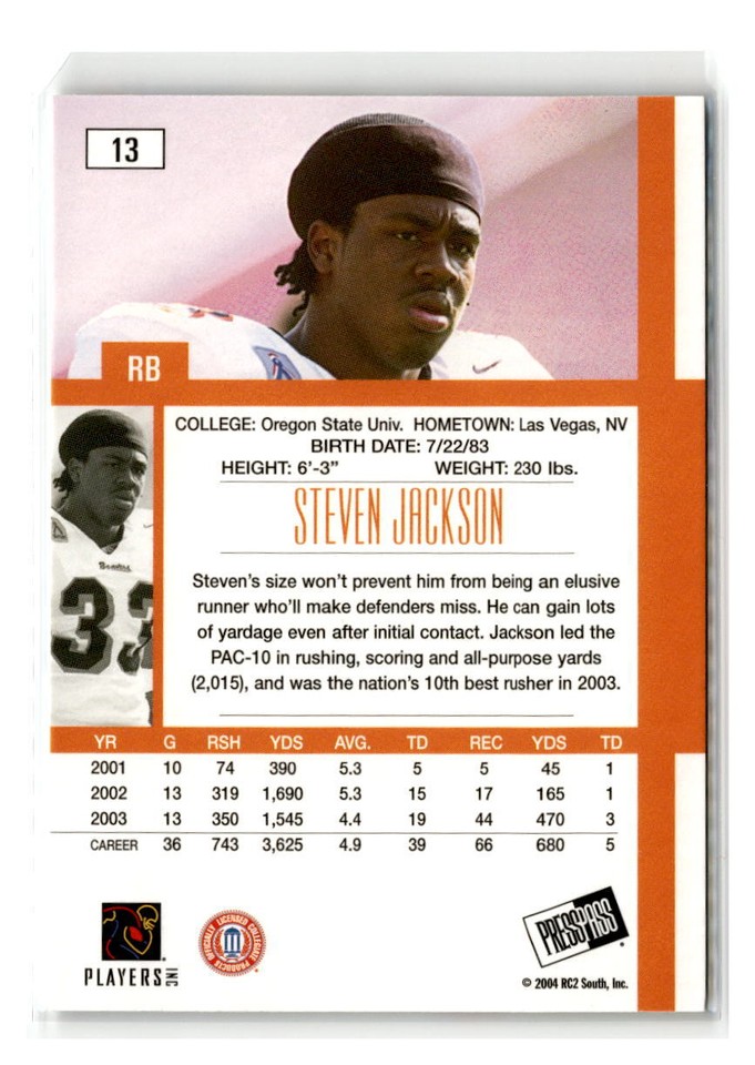 2004-Press Pass SE -#13-Steven Jackson -Oregon State Beavers | eBay