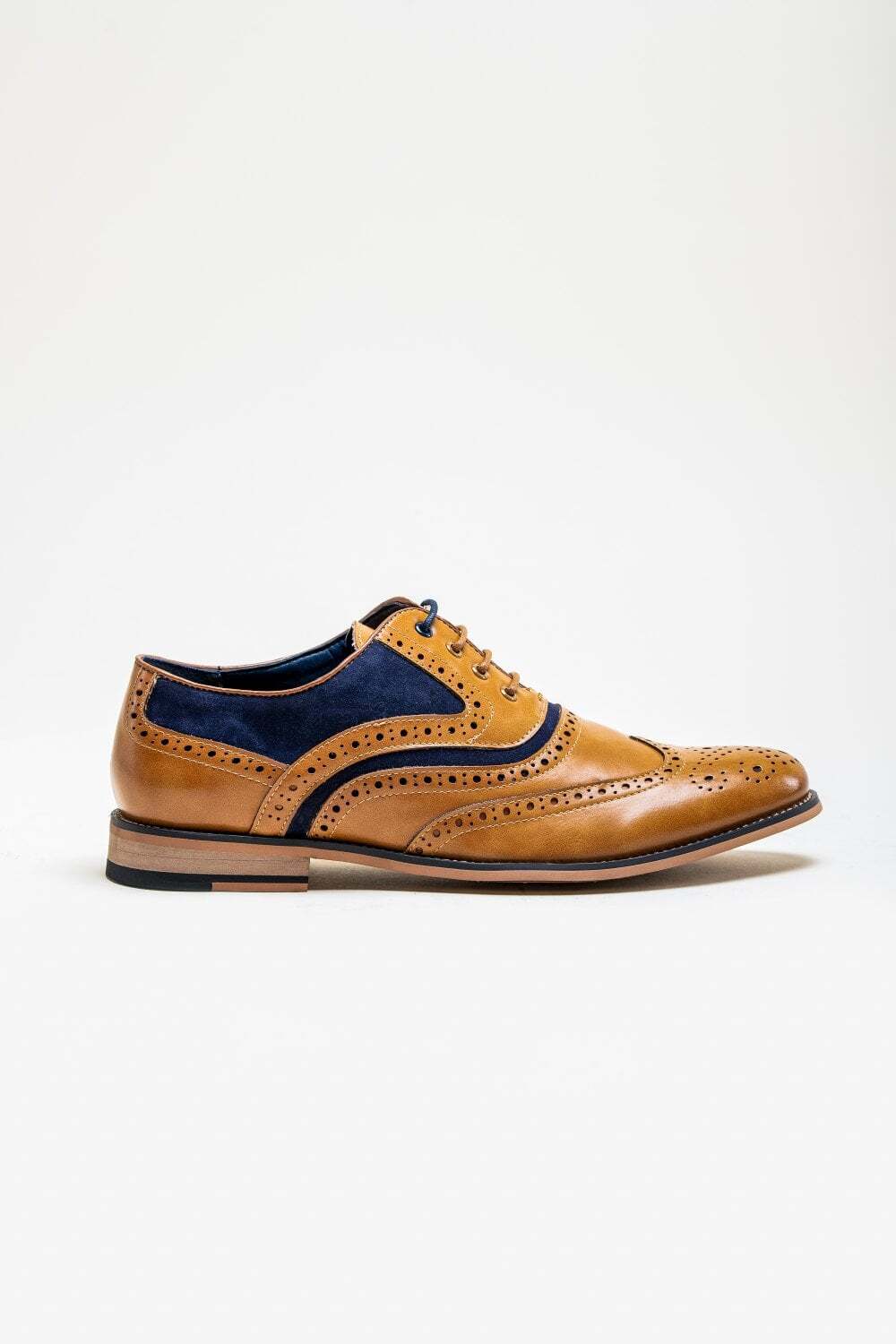 Mens Ethan Peaky Blinders Shoe Leather Brogue Style Col Tan,Navy ...