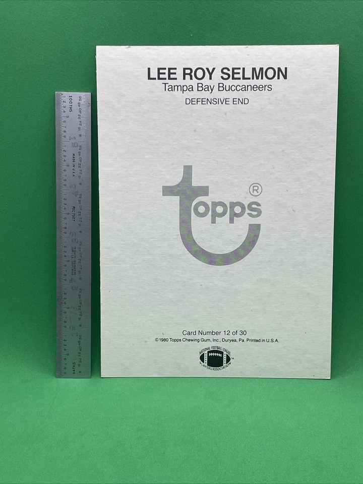 1980 Lee Roy Selmon Topps 5x7 Poster Super Card #12 NFL Tampa Bay ...