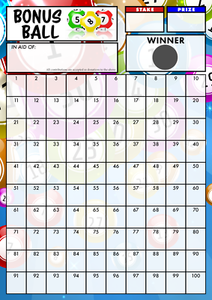 BONUS BALL FUNDRAISING SCRATCH CARD - 100 NUMBERS - FREE UK POSTAGE ...