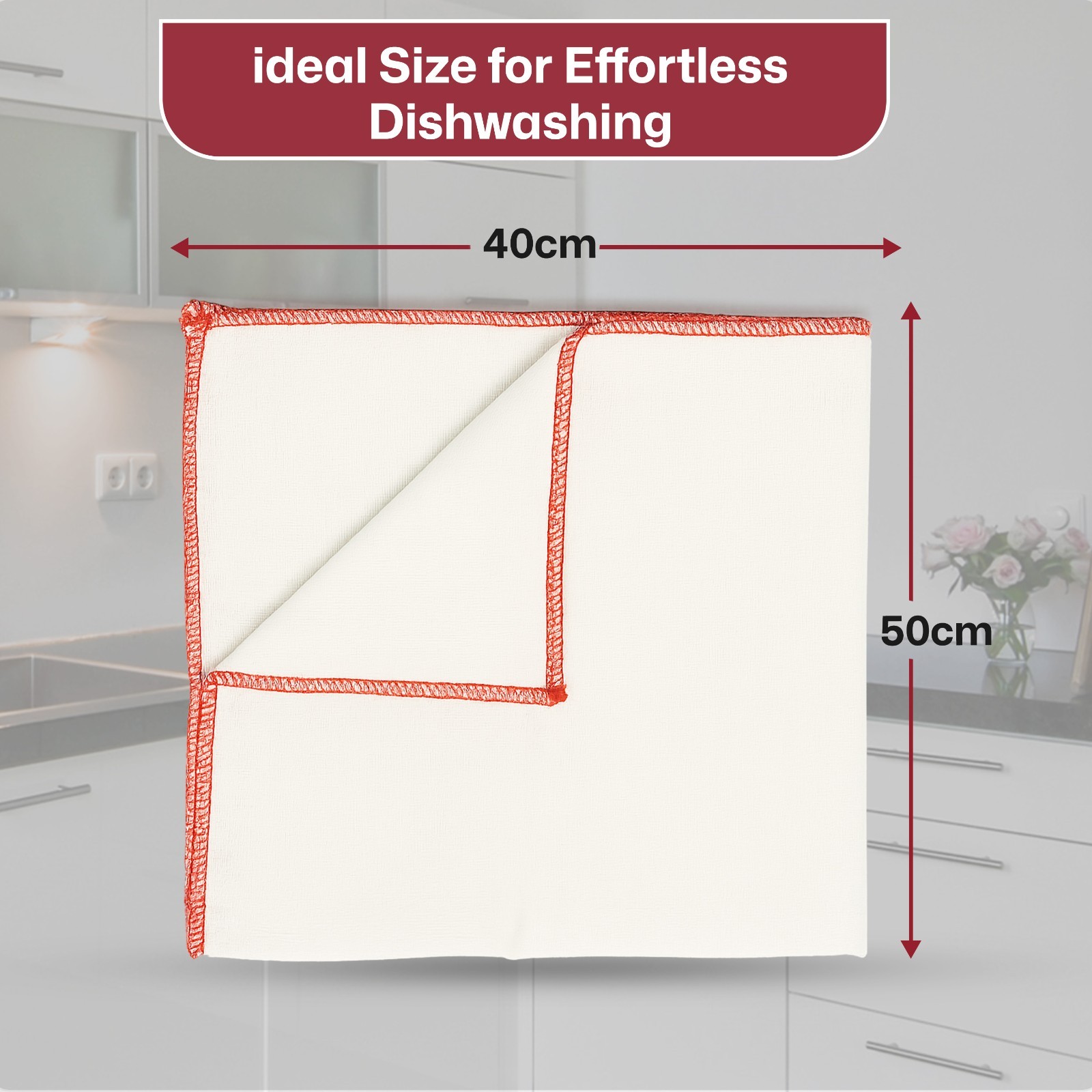 5 Pack White Dish Cloth 100% Cotton Cleaning Kitchen Absorbent ...