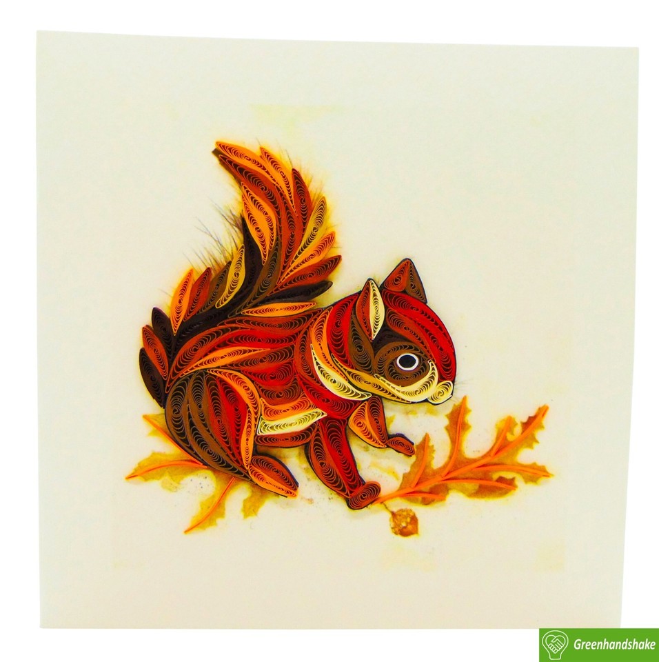 Squirrel Quilling Greeting Card - Unique Dedicated Handmade Art ...