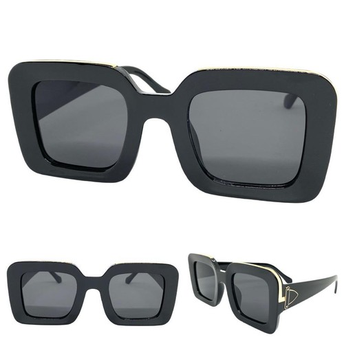 Classy Elegant Retro Hip Hop Rapper SUN GLASSES Big Square Black Frame ...