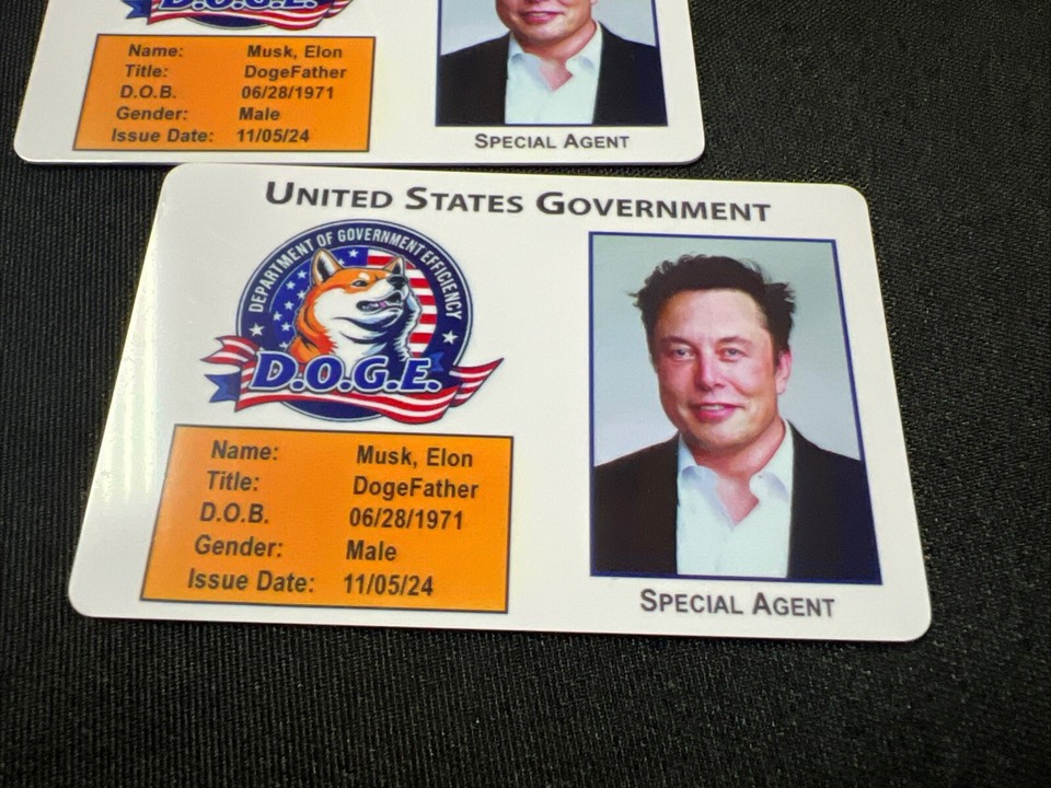 Elon Musk DOGE ID Card Plastic Government ID Trump USA D.O.G.E Vivek ...