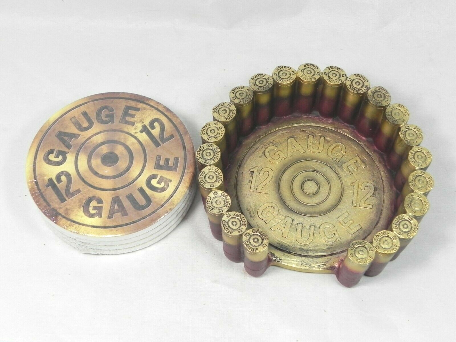 Western 12 Gauge Shotgun Shells Hunter Ammo Round Coaster Set Holder 4 ...