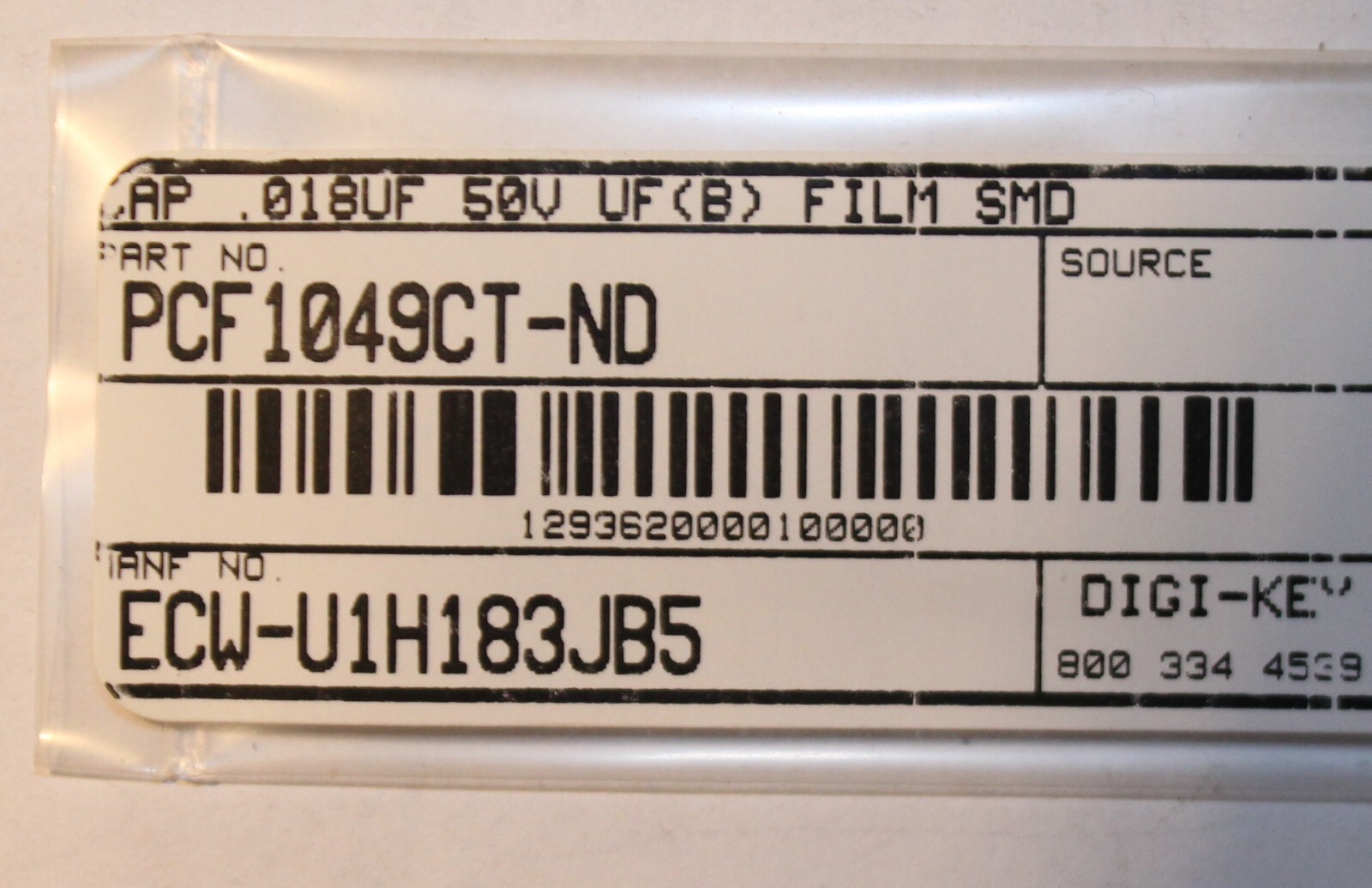 PANASONIC ECHU1H183JB5 CAP FILM 0.018UF 5 50VDC 1210 Lot -100 for sale ...