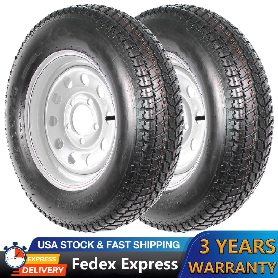 2PCS ST205/75D15 Trailer Tires and Wheels 205 75 15 6PR 5 Lug Load Range C Tires | eBay