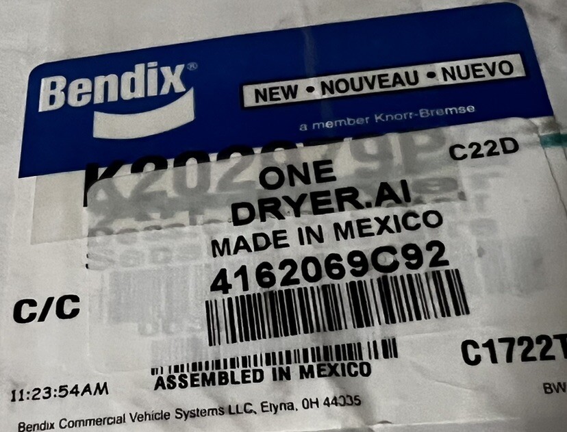 4162069C92 AIR DRYER, NAVISTAR OEM, BENDIX AD9-SI WITH IPC | eBay