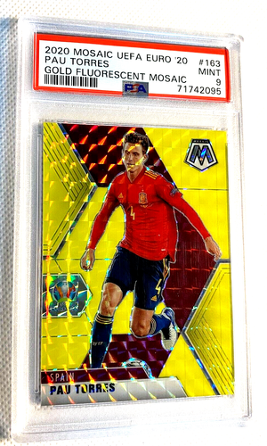 PSA 9 MINT 2020 Mosaic Euro Pau Torres GOLD PRIZM Fluorescent 01/10 ...