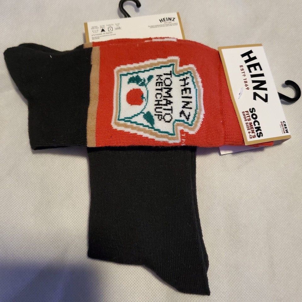 2 Pk New Heinz Tomato Ketchup Novelty Funny Crew Foodie Socks Mens Sock ...