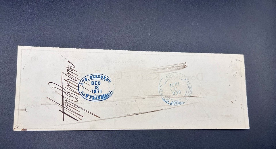 RN-C21 Orange 1871 Revenue Stamped Paper Check Bank Only San Francisco ...