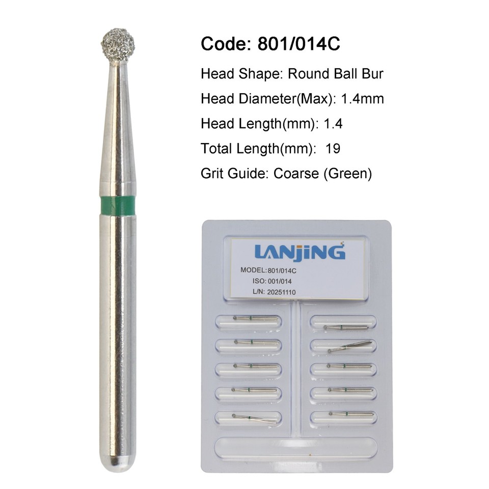 Dental Diamond Burs FG Surgical Long Round Taper High Speed Bur 850 856 ...