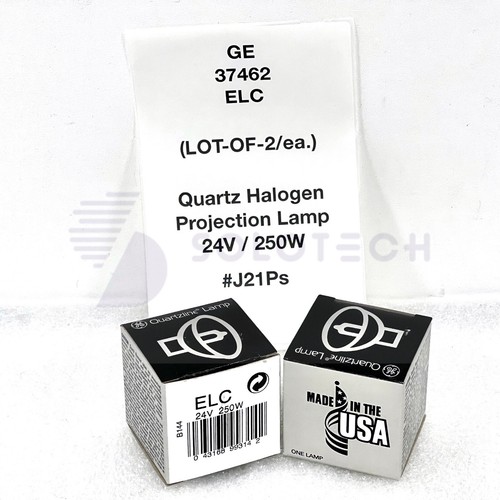 GE 37462 ELC Quartz Halogen Projection Lamp 24V/250W (LOT-OF-2/ea.) N.O ...