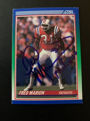 Fred Marion Signed 1990 Score #39 Card New England Patriots Autograph ...