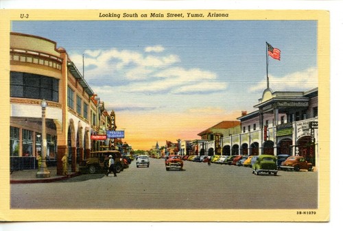 Looking South on Main Street-Downtown Buildings-Yuma-Arizona-Vintage ...