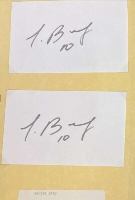 Javier Baez Detriot Tigers signed autographed signed pair of index cards | eBay