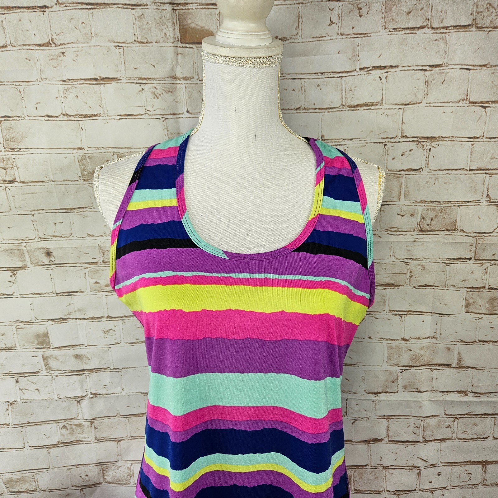 Lukka Size Large Multicolor Striped Racerback Tank Top Sleeveless ...