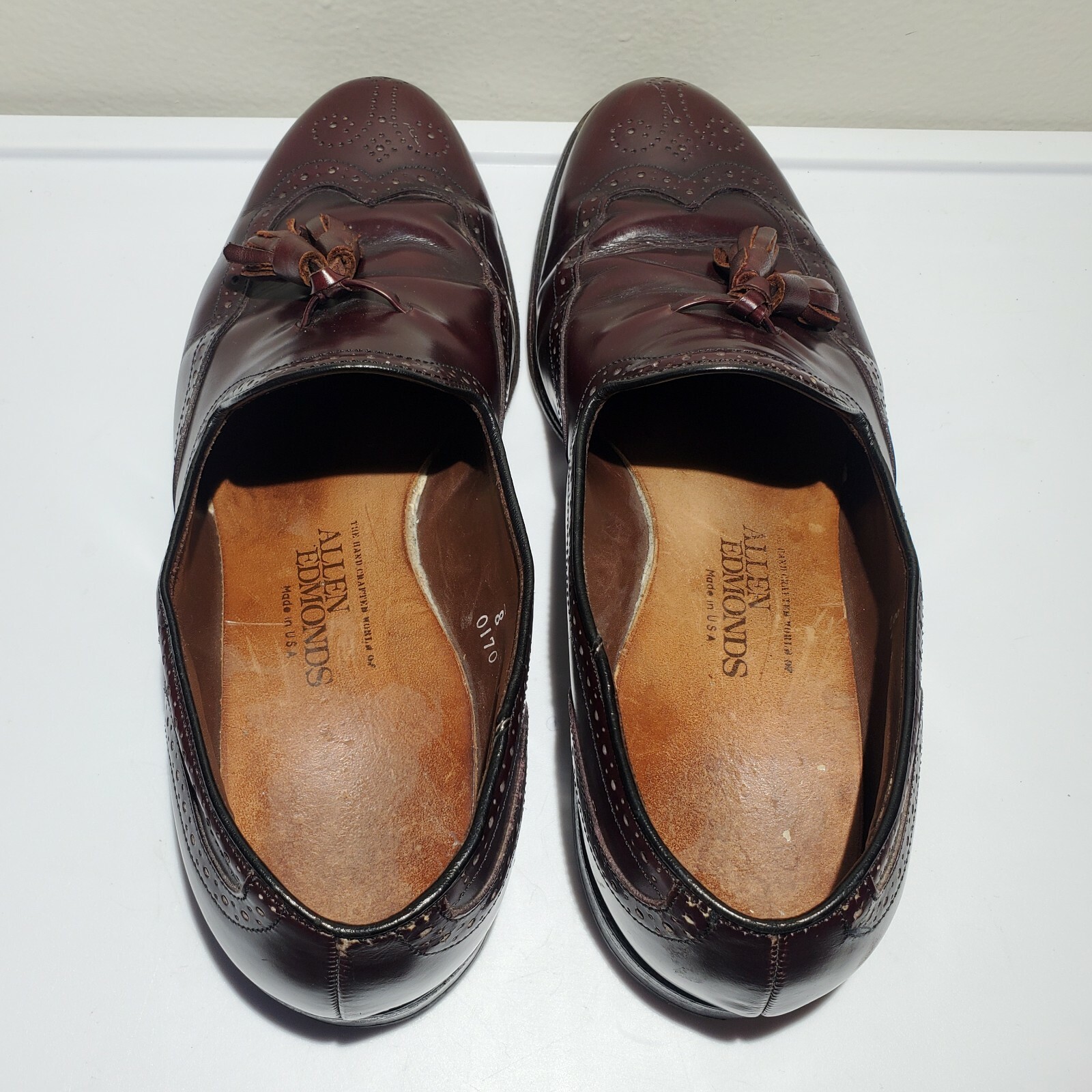 Allen Edmonds Loafers Burgundy Wingtip Tassel Shoes Men’s 8 Oxblood ...