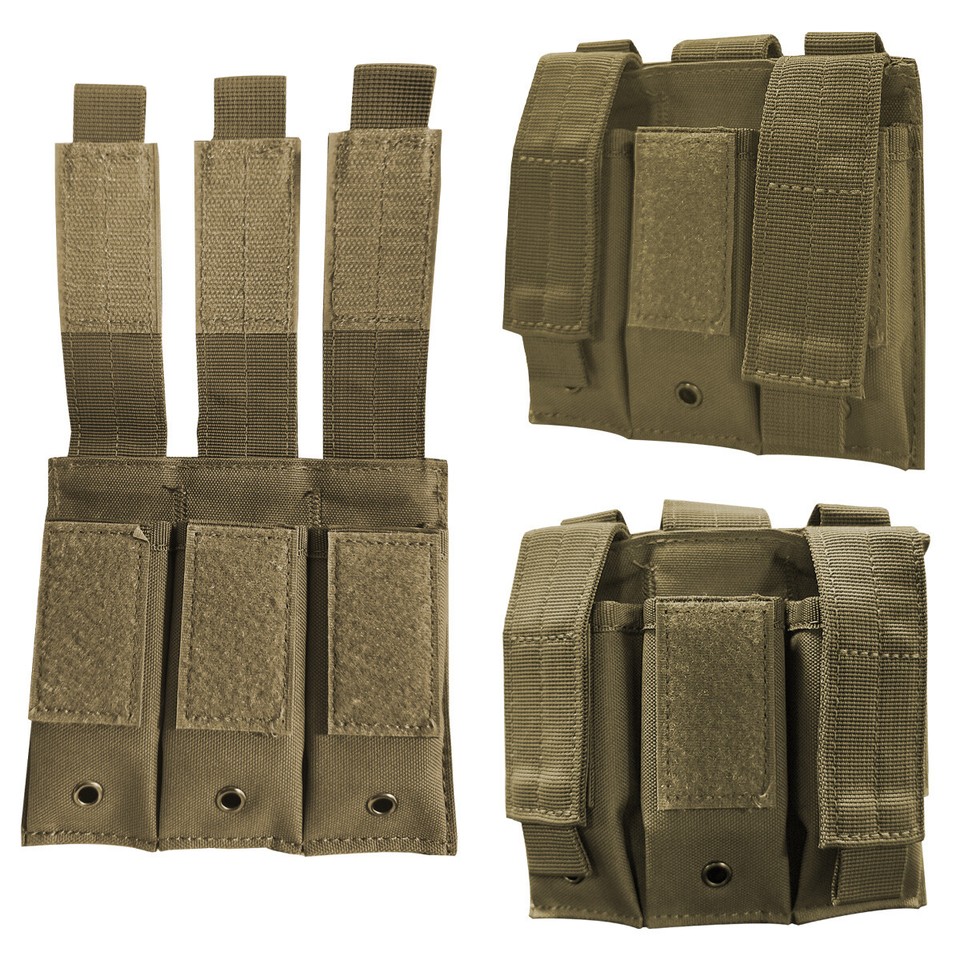 Tactical Nylon Molle Pistol Mag Holder Open-Top Triple Handguns ...