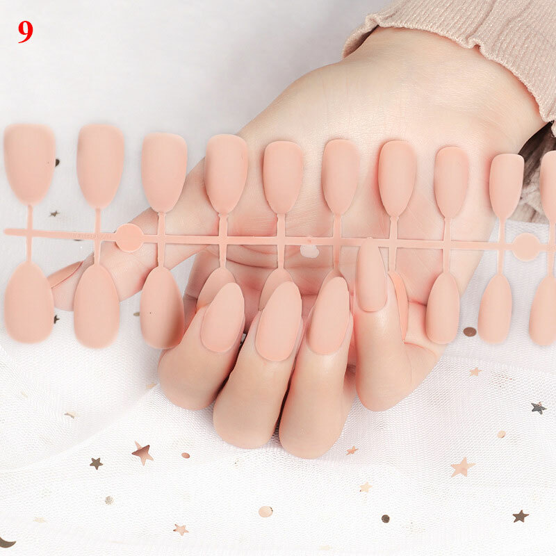 24 Pcs Matte Fake False Nails Tip Full Cover Reusable Ballerinas ...