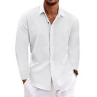 Mens Casual Linen Style Long Sleeve Solid Shirts Fit Formal Dress Tops ...