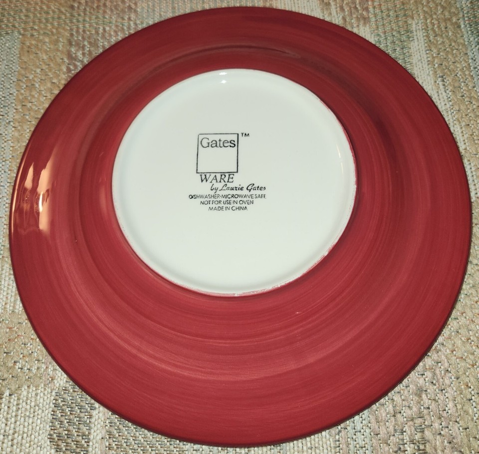 Gates Ware by Laurie Gates 9.75" Red Lunch Plate Polka Dots Peppers ...