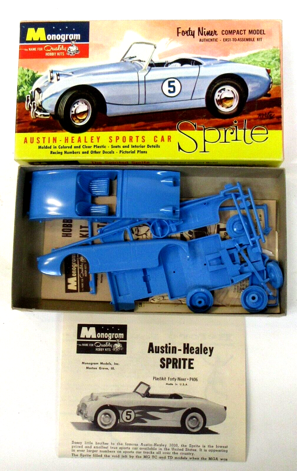 1960 Monogram P406 AUSTIN-HEALEY SPRITE Sport Car 1/32 model kit (slot ...