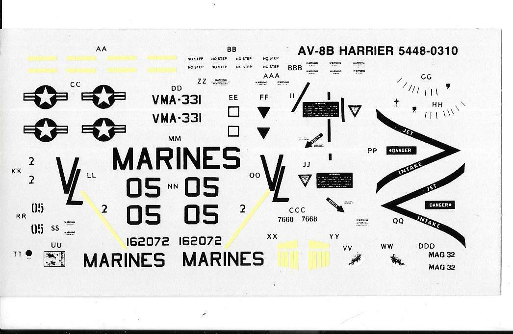 Loose, Monogram Box Stock AV-8B Harrier Decals 1/48 #5448, NO ...