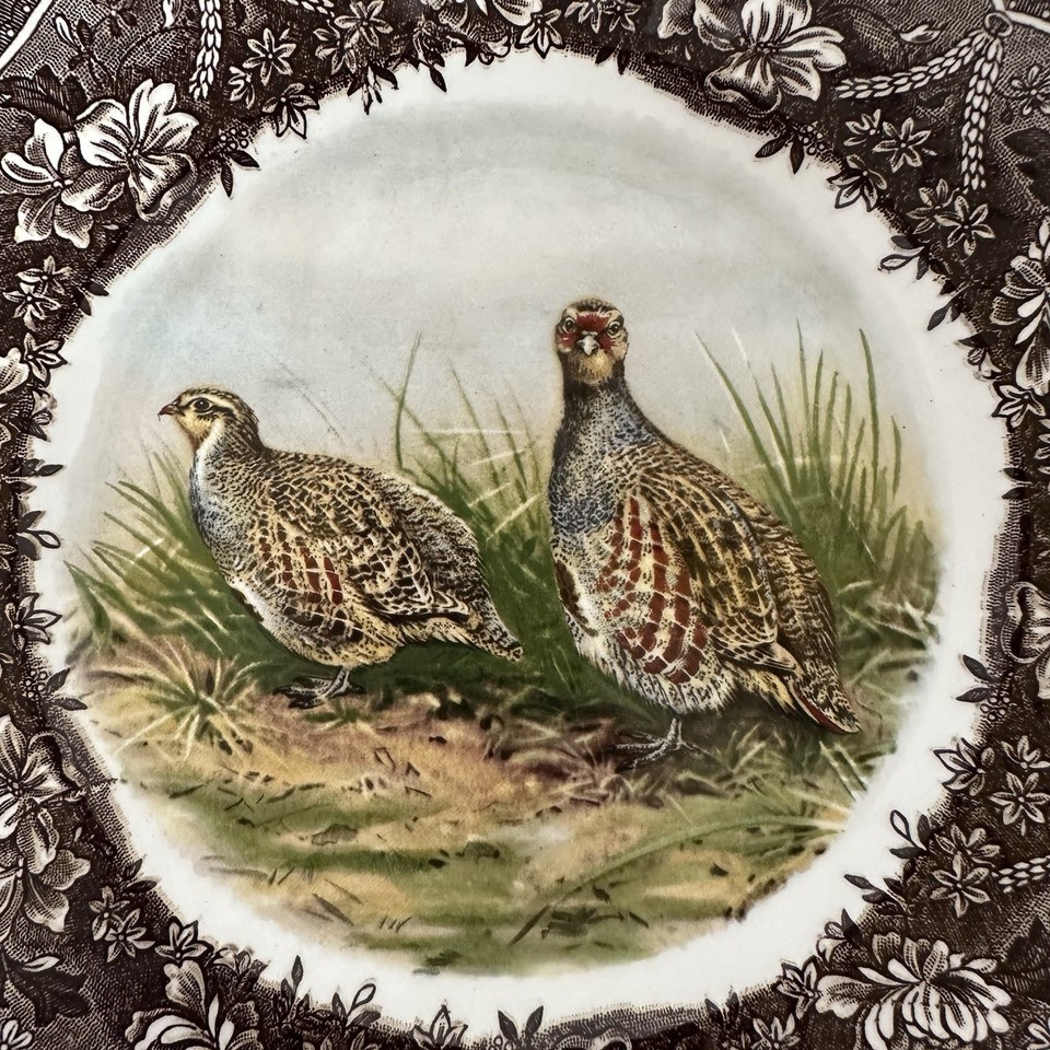 Vintage Brexton Pheasant Wicker Picnic Basket Ceramic Plates ...