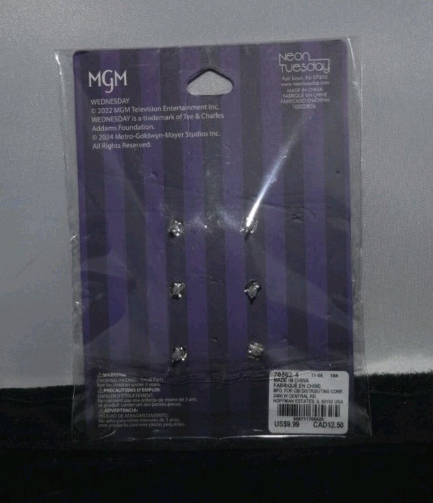 Wednesday Earrings Set By Claires 3 Pairs Addams Family Thing Spider ...