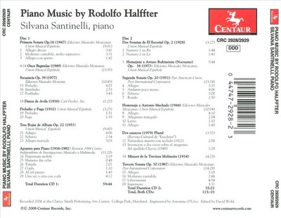 SILVANA SANTINELLI PIANO MUSIC BY RODOLFO HALFFTER NEW CD 44747292823| eBay