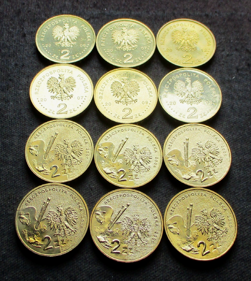 LOT OF TWELVE COMMEMORATIVE COINS OF POLAND - FAMOUS POLISH ARTISTS ...