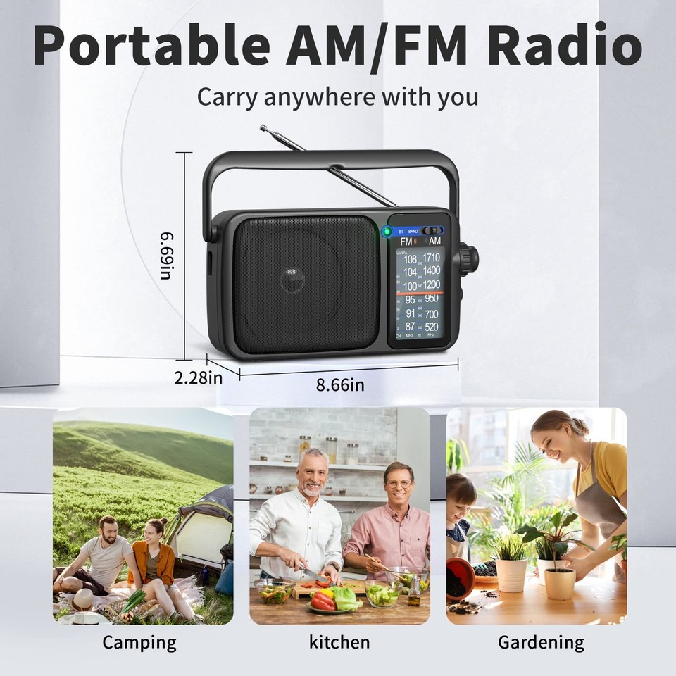 AM FM Radio with Best Reception,Bluetooth Portable AM FM Transistor ...