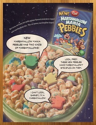2005 Marshmallow Mania Pebbles Cereal Print Ad/Poster Flintstones 00s ...