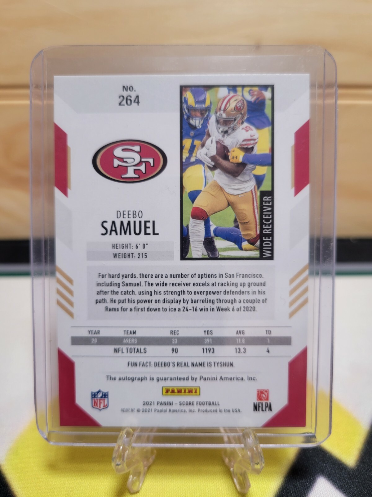 2021 Score Deebo Samuel AUTO /50 Gold Zone Card #264 San Francisco ...