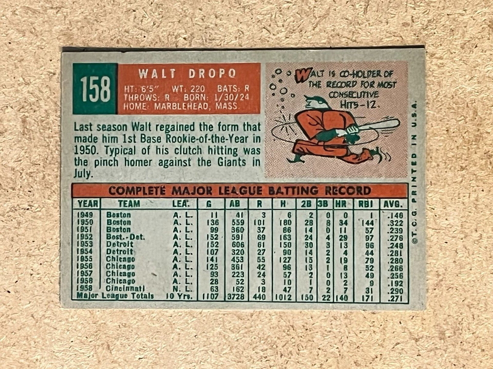 1959 Topps Walt Dropo #158 VG-EX | eBay