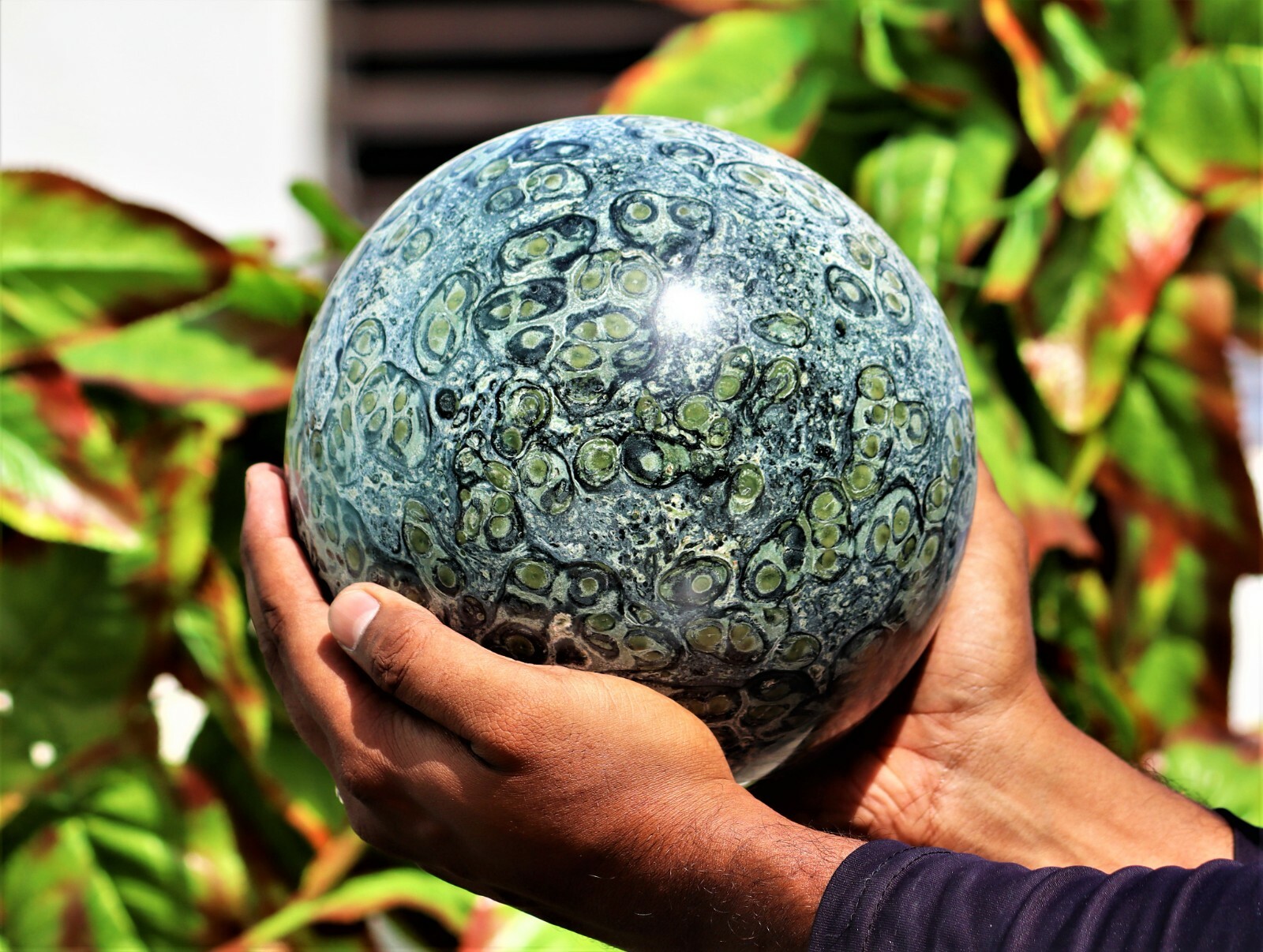 180MM Green Kambaba Jasper Ball Crystal Healing Chakra Balancing ...