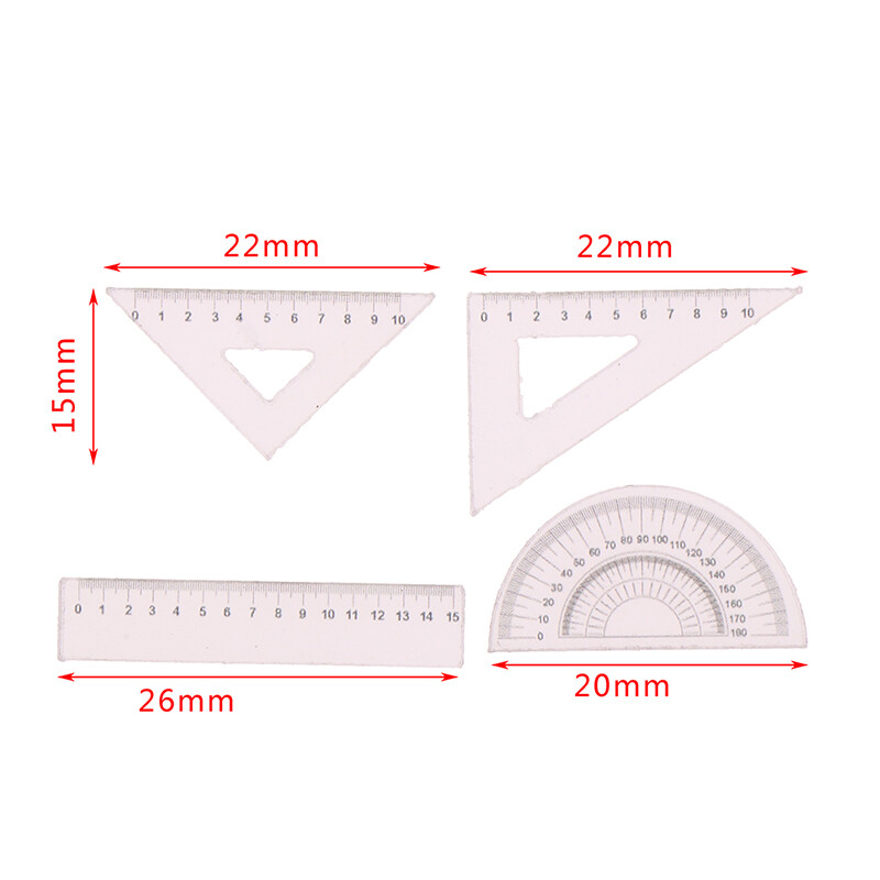 4Pcs 1:12 Dollhouse Miniature Ruler Set Learning Drawing Simulation ...
