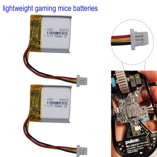 2pcs 3.7V 90mAh 0.333Wh battery 302020 light weight gaming mice mouse ...