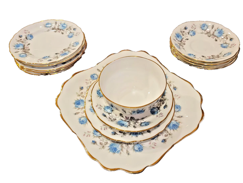 Arklow Fine Irish Bone China Ireland Mixed Lot Blue Roses Floral 10 ...