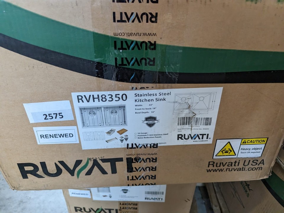 Ruvati 33" Undermount 16 Gauge SS Double Bowl Kitchen Sink - RVH8350 ...